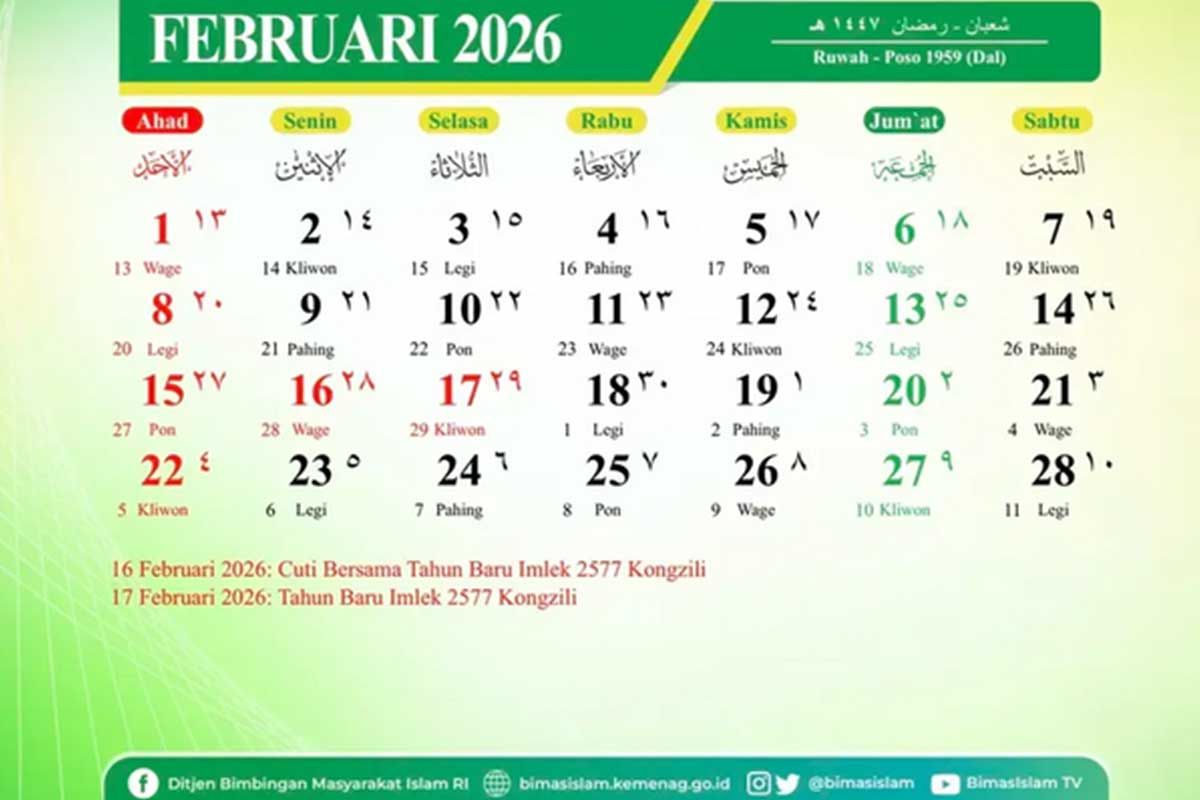 Kalender Februari 2026 Lengkap: Tanggal Merah, Libur Nasional, Cuti ...