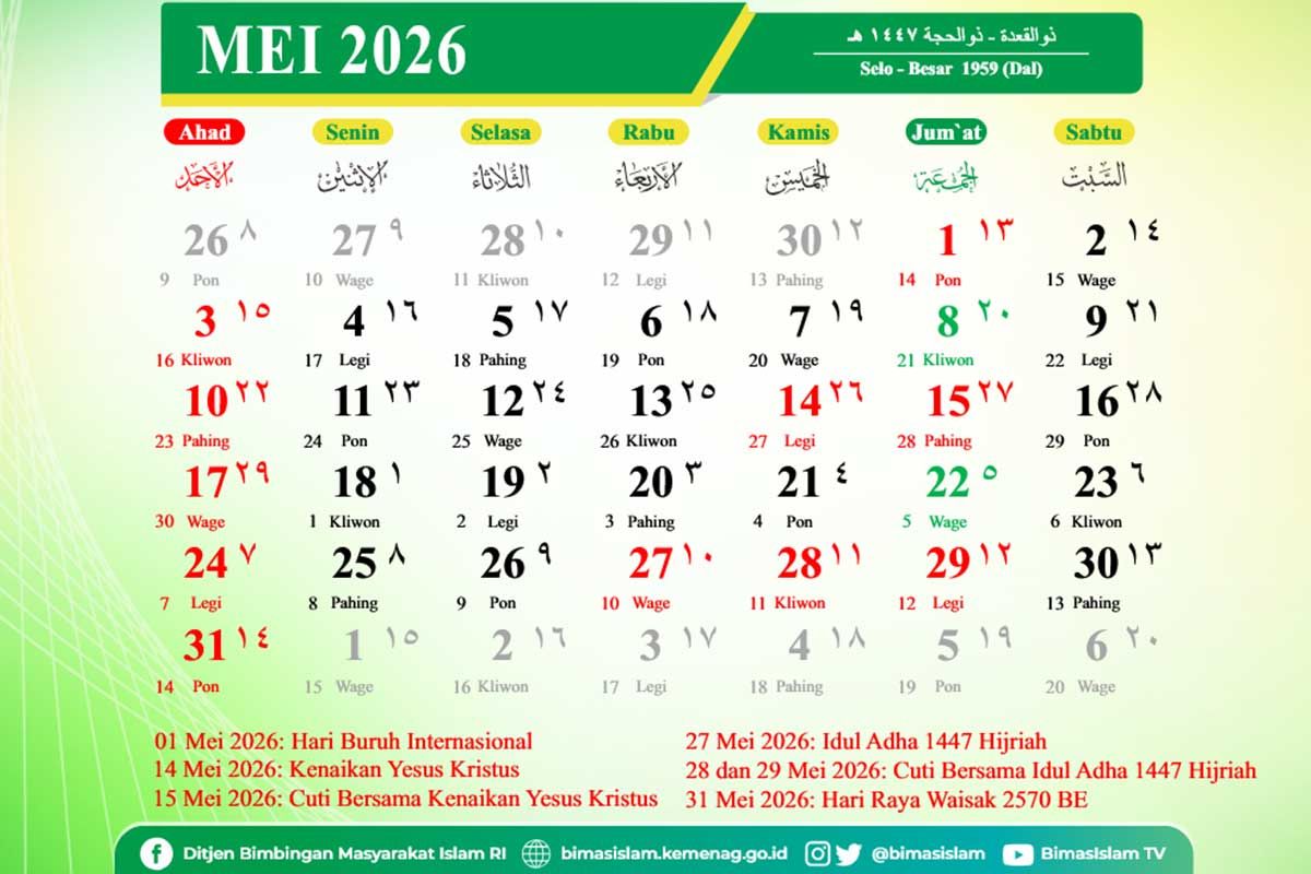 Kalender Mei 2026 Lengkap Hari Libur Nasional Peringatan Penting dan ...