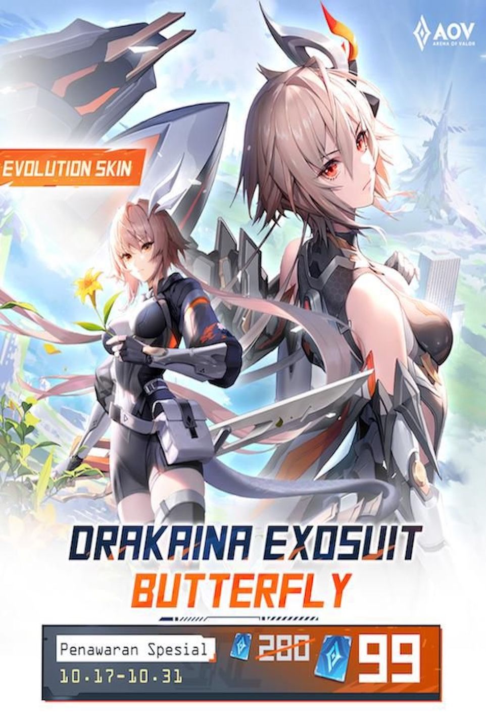 Skin Sultan Jadi Murah! EVO Butterfly Drakaina Exosuit Cuma 99 Voucher